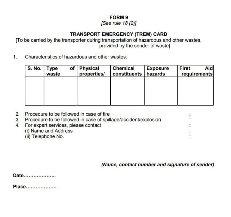 What Is TREM Card (Transport Emergency Card) - Form Included