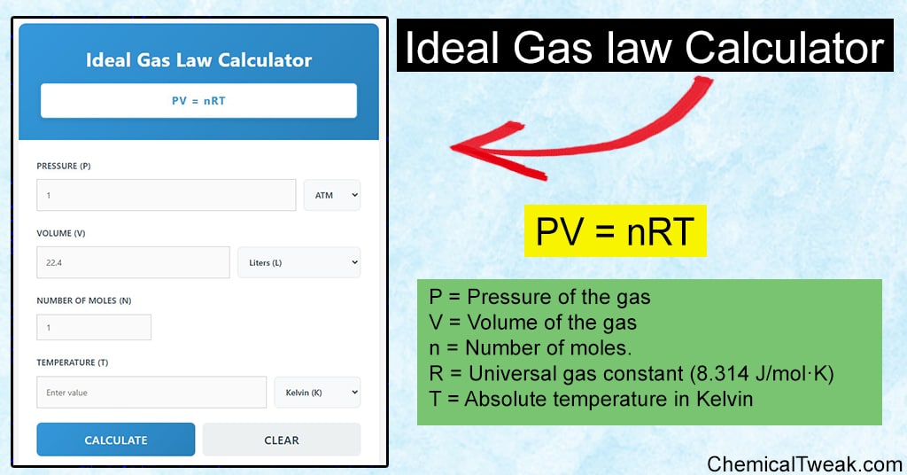 Ideal Gas Law Calculator | PV = NRT