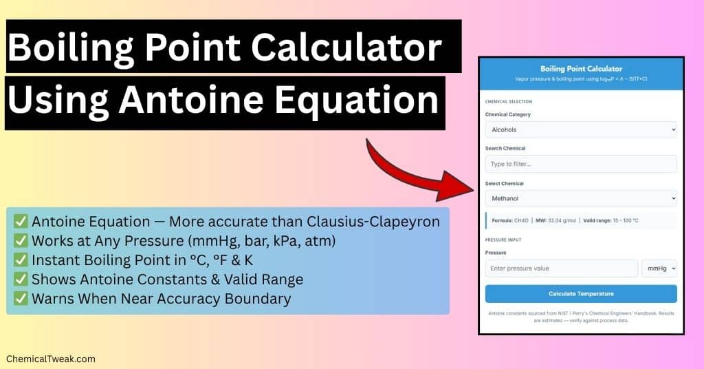Boiling Point Calculator: Using Antoine Equation - Chemical Tweak